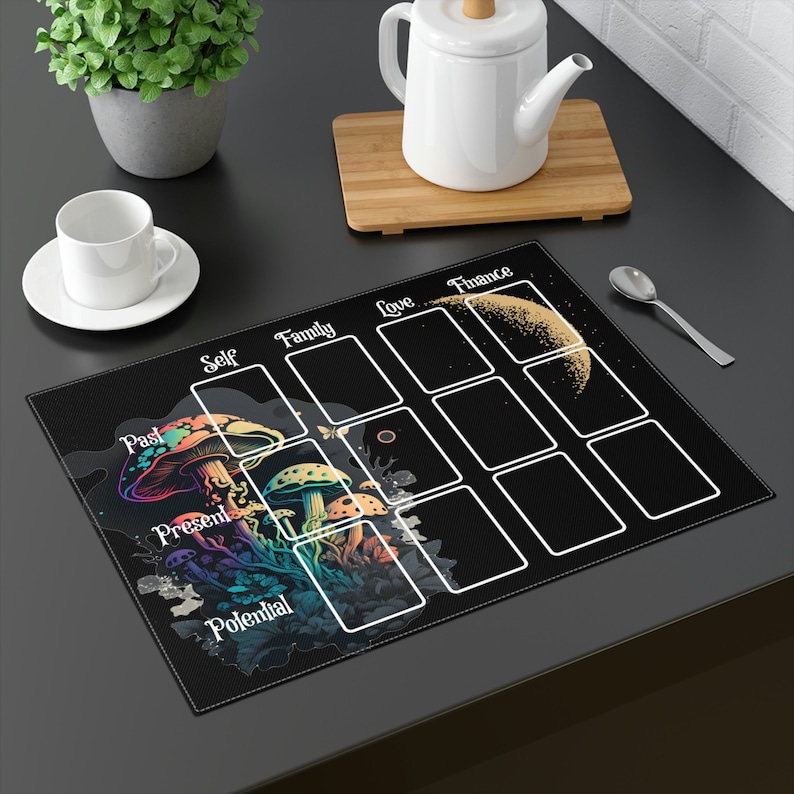 General Reading Tarot Cloth, Mushroom Moon Tarot Spread Mat, Dark ...