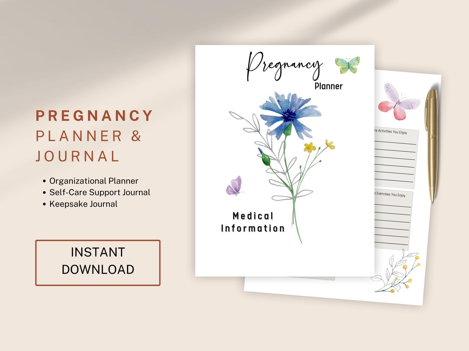 Pregnancy Planner Printable Pregnancy Journal, Baby Memory Book Gift ...
