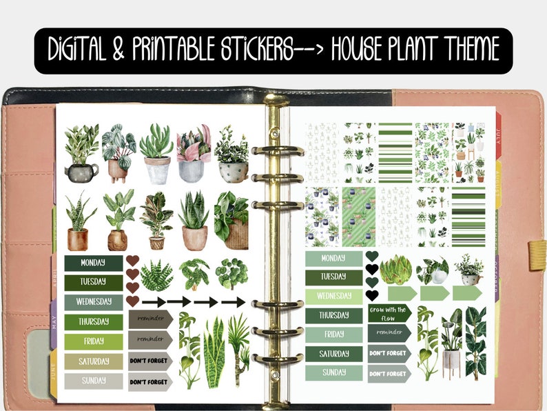 House Plant Digital Planner Stickers: Goodnotes, Organizing (PNG, PDF ...
