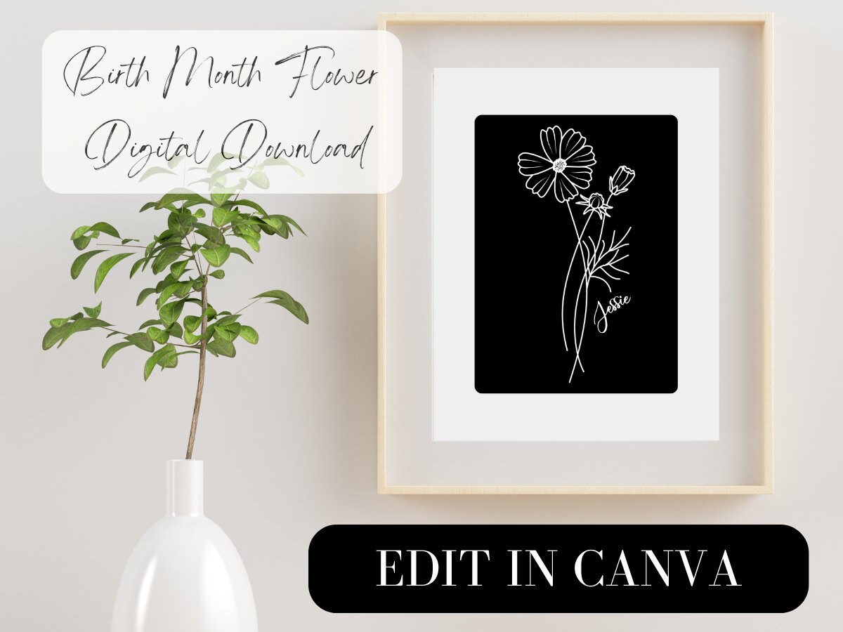Birth Month FLOWER Printable With Name Included, Birth Month Flower ...