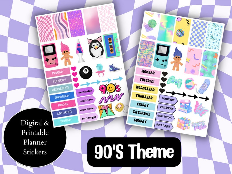 90's Theme Digital Stickers for Goodnotes, 90'S THEME Retro Digital ...