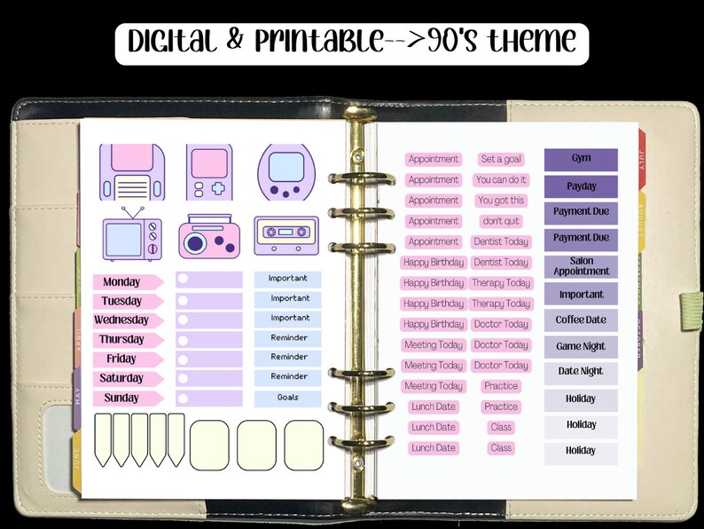 90's Theme Digital Stickers for Goodnotes, 90'S THEME Retro Digital ...