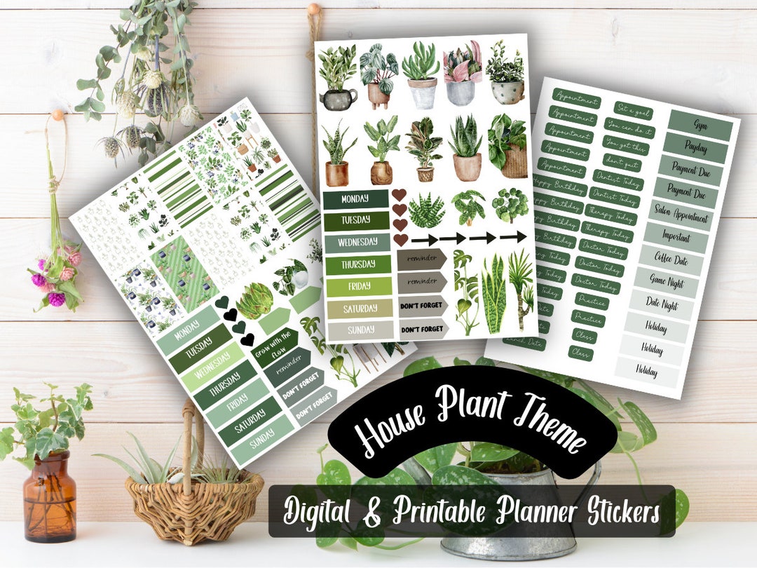 House Plant Digital Planner Stickers: Goodnotes, Organizing (PNG, PDF ...