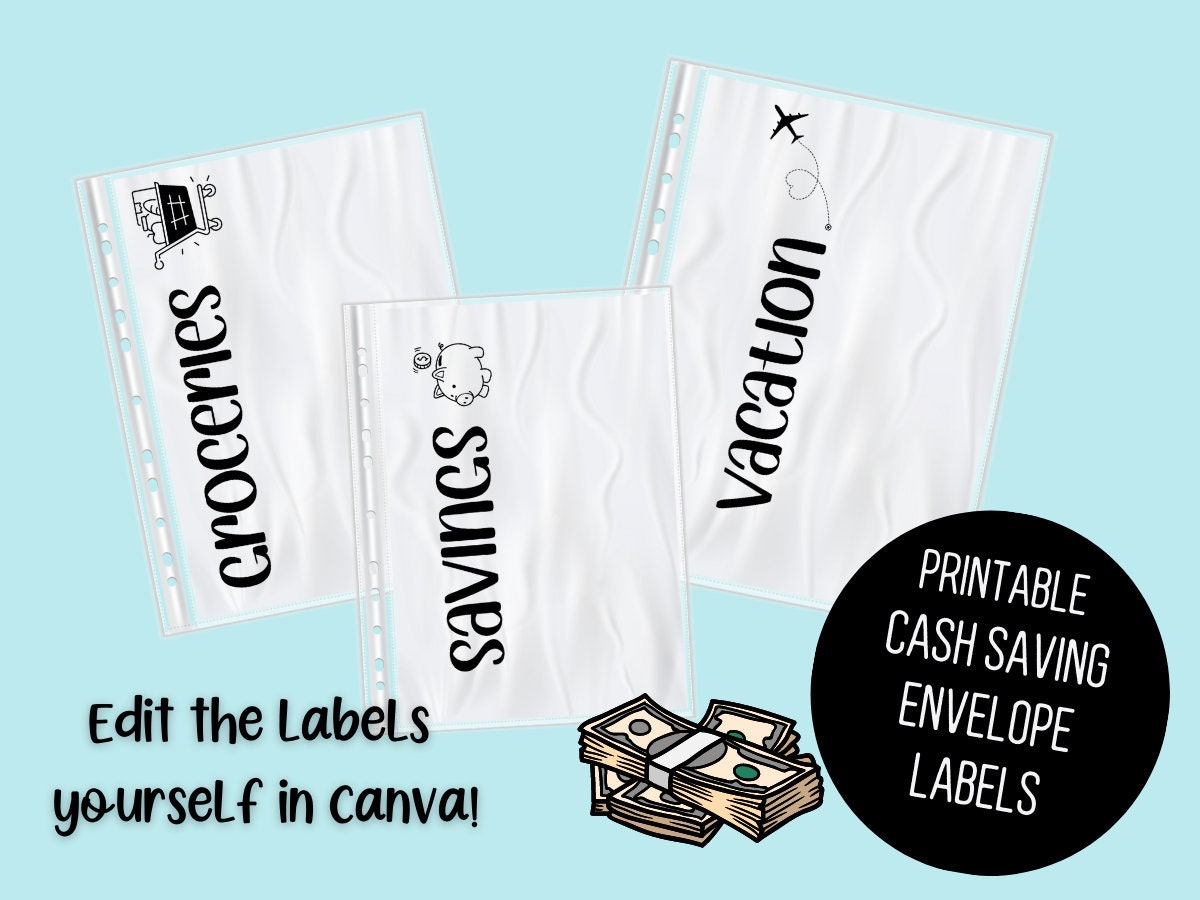 Cash Saving Envelope Labels, Printable DIY Money Saving Labels ...