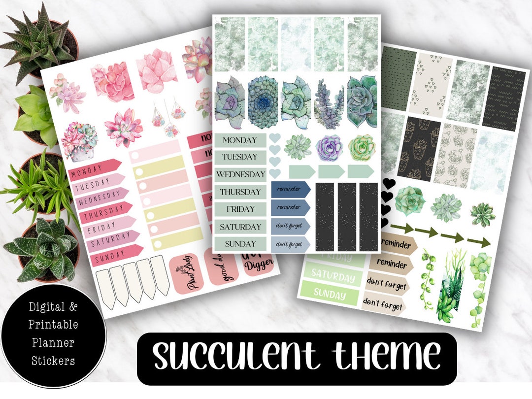 Succulent II Digital Stickers for Goodnotes, Cactus Digital Planner ...