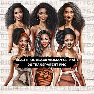 Beautiful Black Women Clip Art 06 Transparent PNG Files Digital Download Graphics Download ...