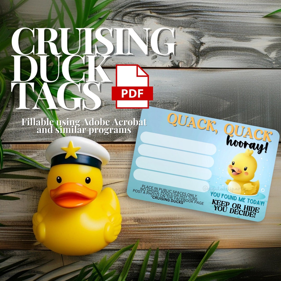 Cruising Duck Tags - Fillable, Printable, Reusable PDF Rounded Corners ...