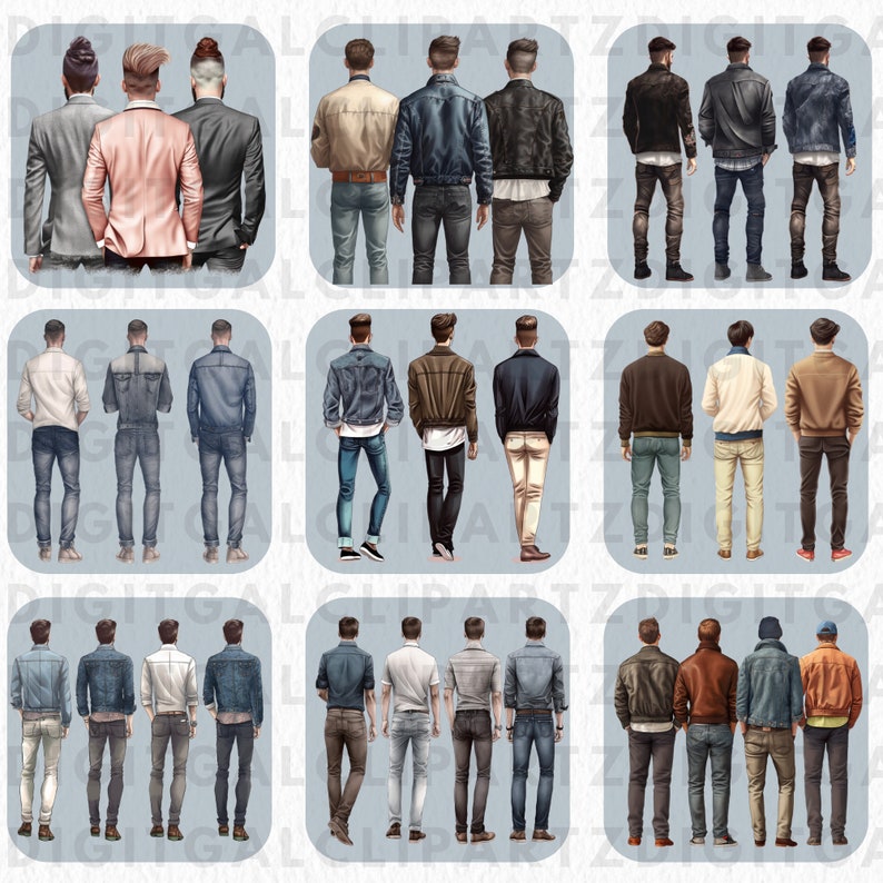 Group and Single Men's Clip Art 20 Transparent PNG Files Digital ...