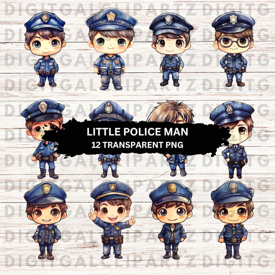 Little Police Man 12 Transparent PNG Files-digital Download Cute ...