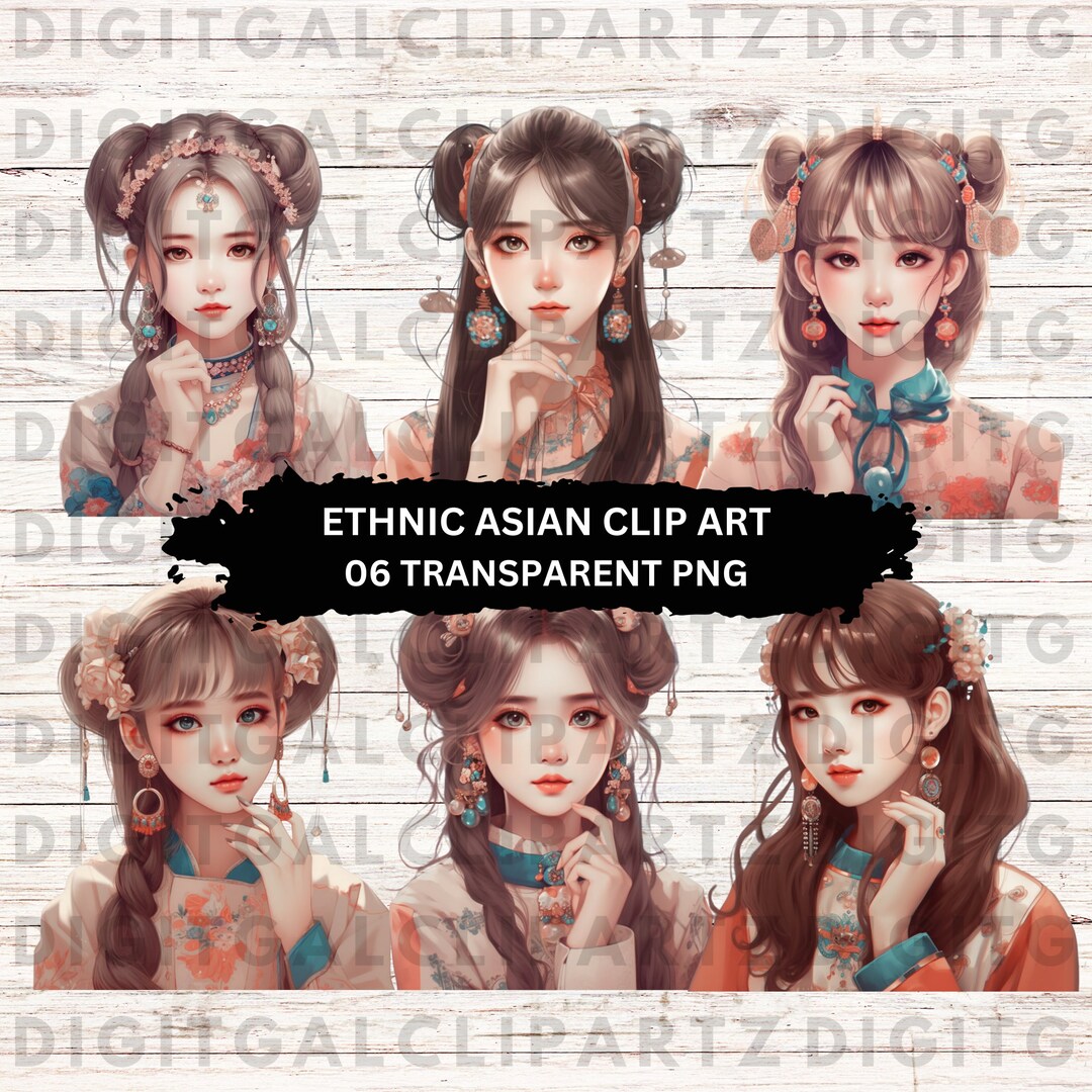 Ethnic Asian Woman Clip Art- 06 Transparent PNG Files - Digital ...