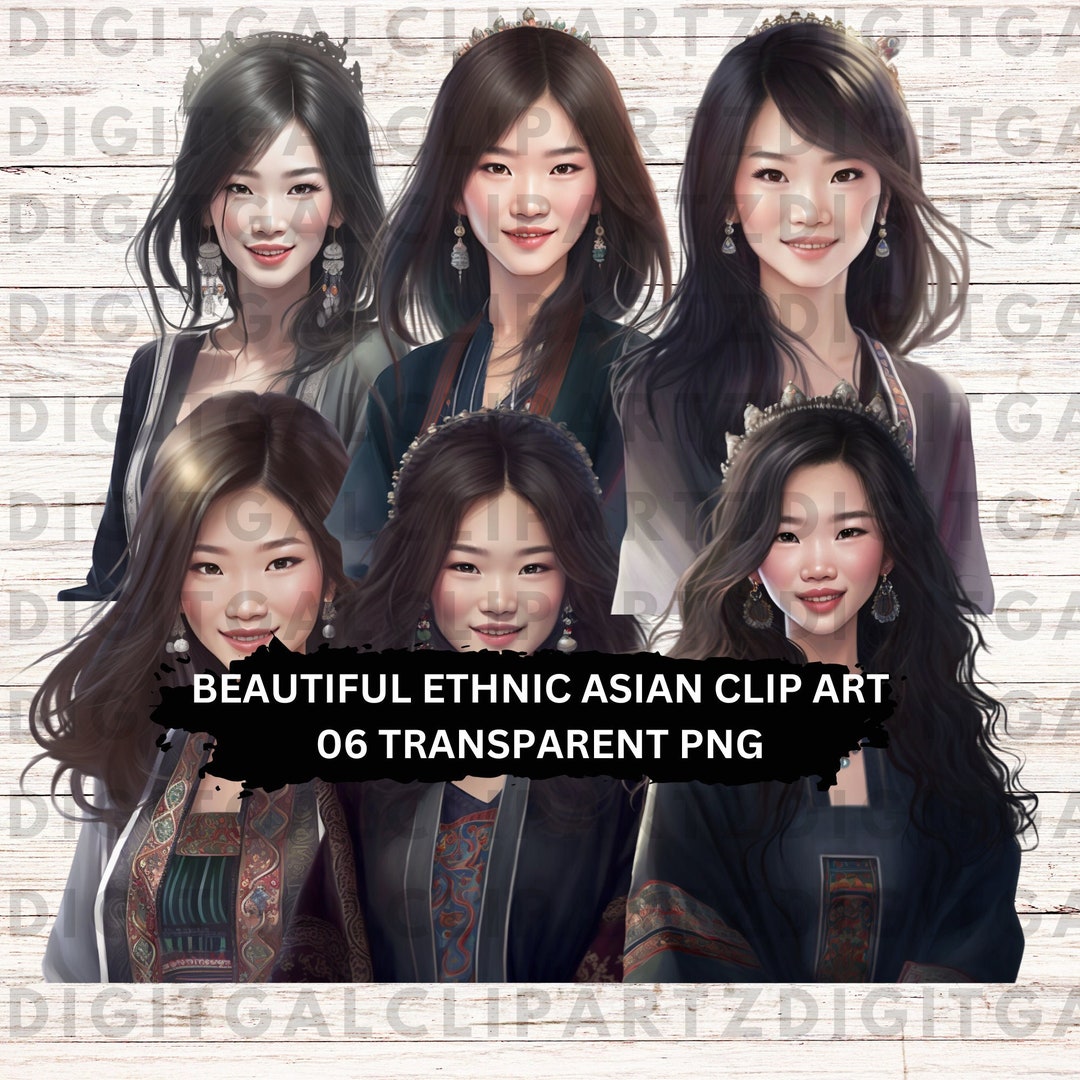 Beautiful Ethnic Asian Women Clip Art- 06 Transparent PNG Files ...