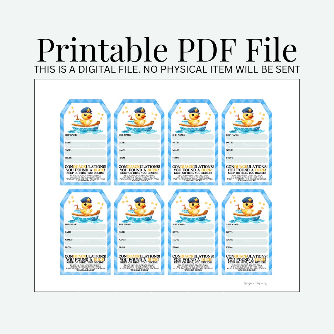 Cruising Duck Tags Fillable, Printable, Reusable PDF Cruise Duck Tags ...