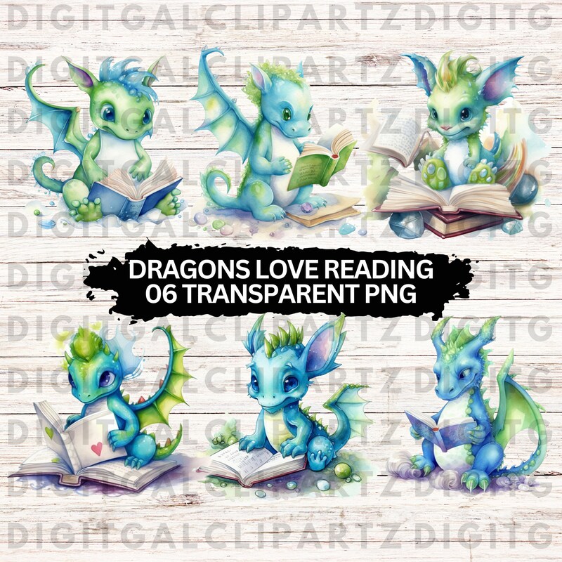 Reading Dragon - Etsy
