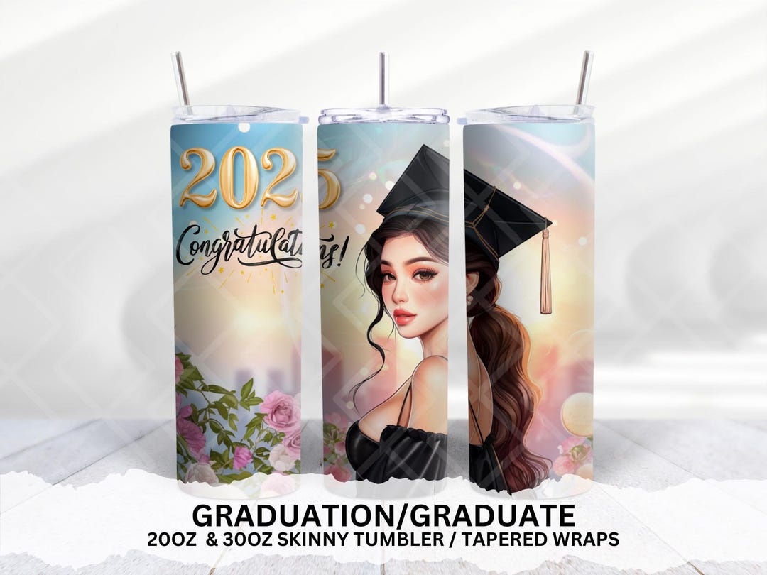 2025 Graduate - Sublimation 20oz 30oz Skinny Tumbler Tapered Wrap ...