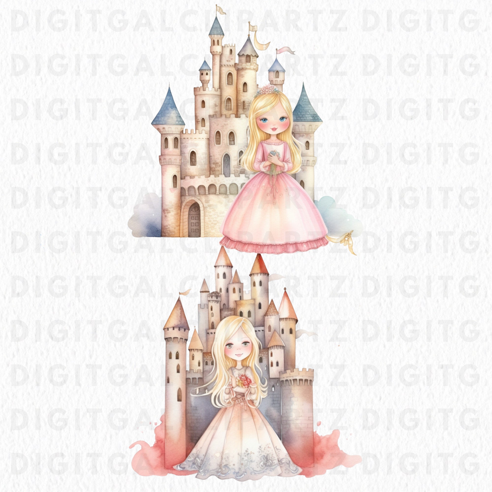 Watercolor Little Princess IV Clip Art 06 Transparent PNG Files Digital ...