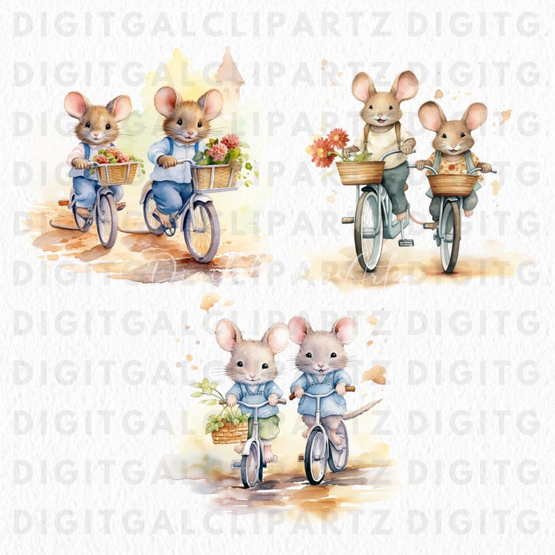 Little Mice Clip Art- 09 Transparent PNG Files-digital Download - Cute ...