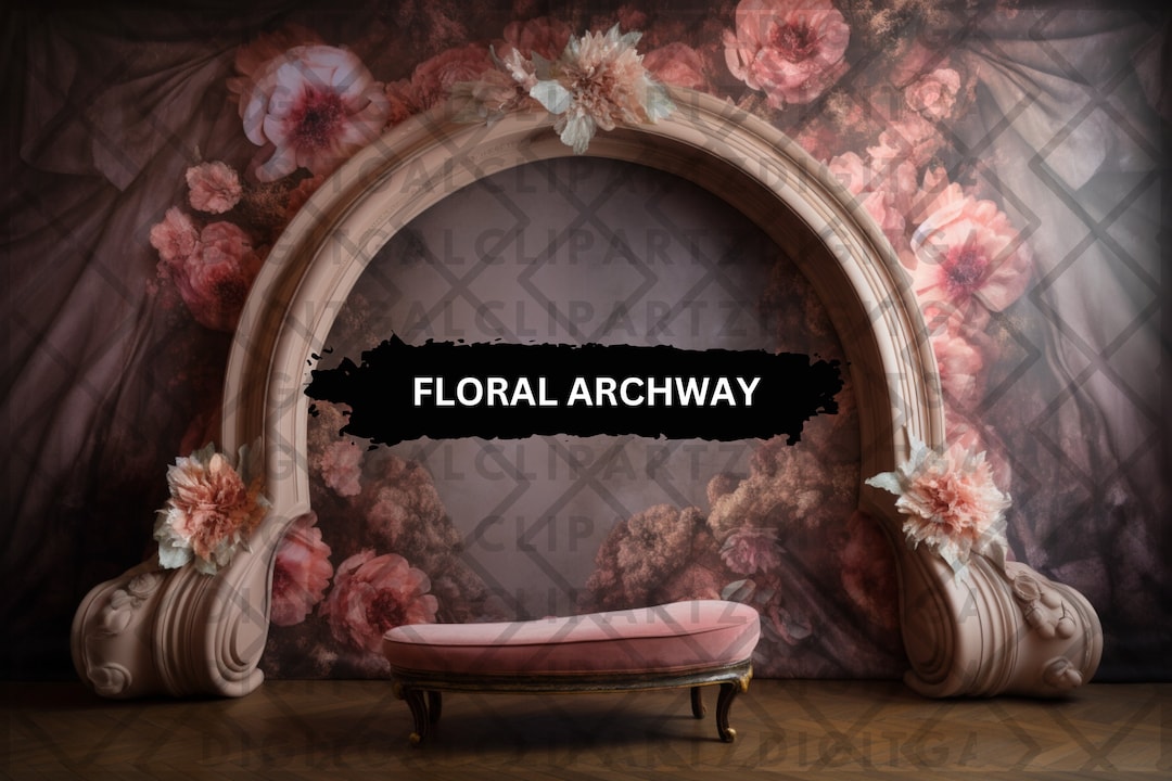 Floral Archway Backdrop, Digital Photography Backdrop, Digital ...