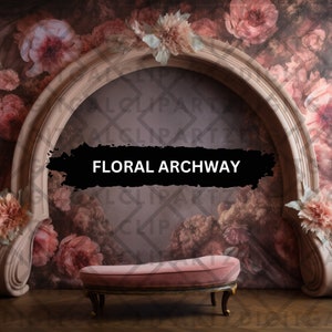 Floral Archway Backdrop, Digital Photography Backdrop, Digital ...