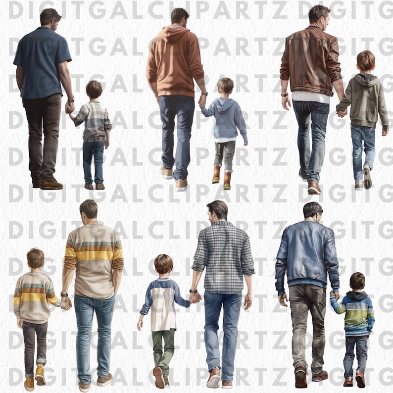 Father and Son Clip Art 06 Transparent PNG Files-digital Download ...