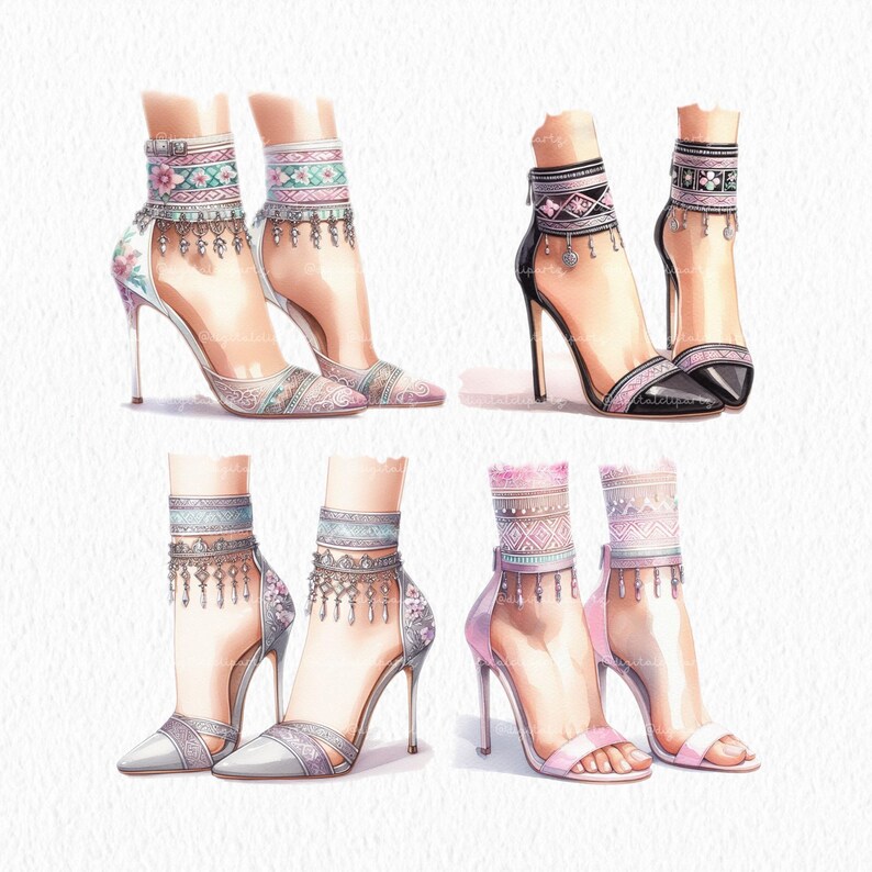 Luxury Heels - 12 Transparent PNG Files Watercolor Digital Download ...