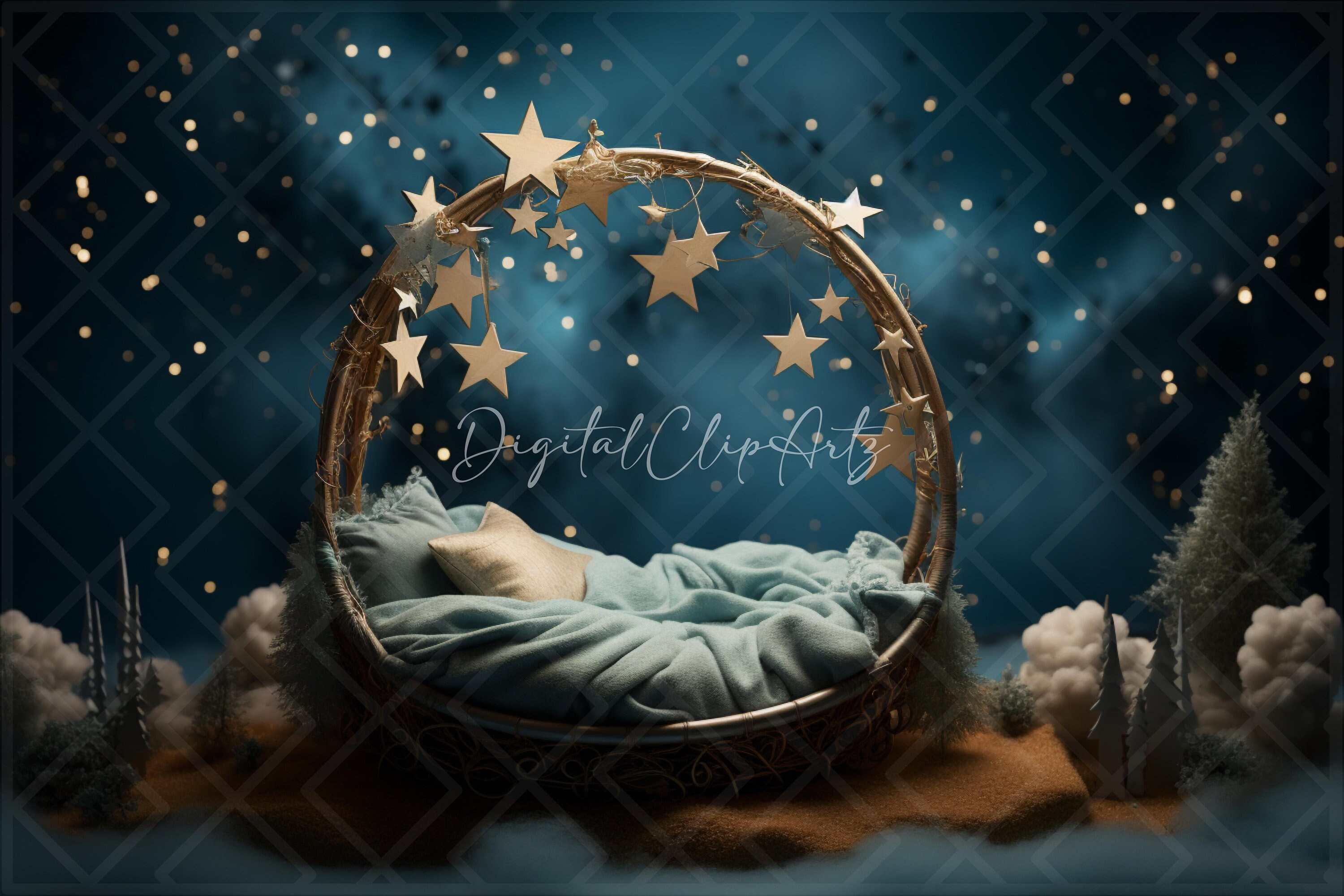 Starry Night Newborn Digital Backdrop, Digital Photography Backdrop ...