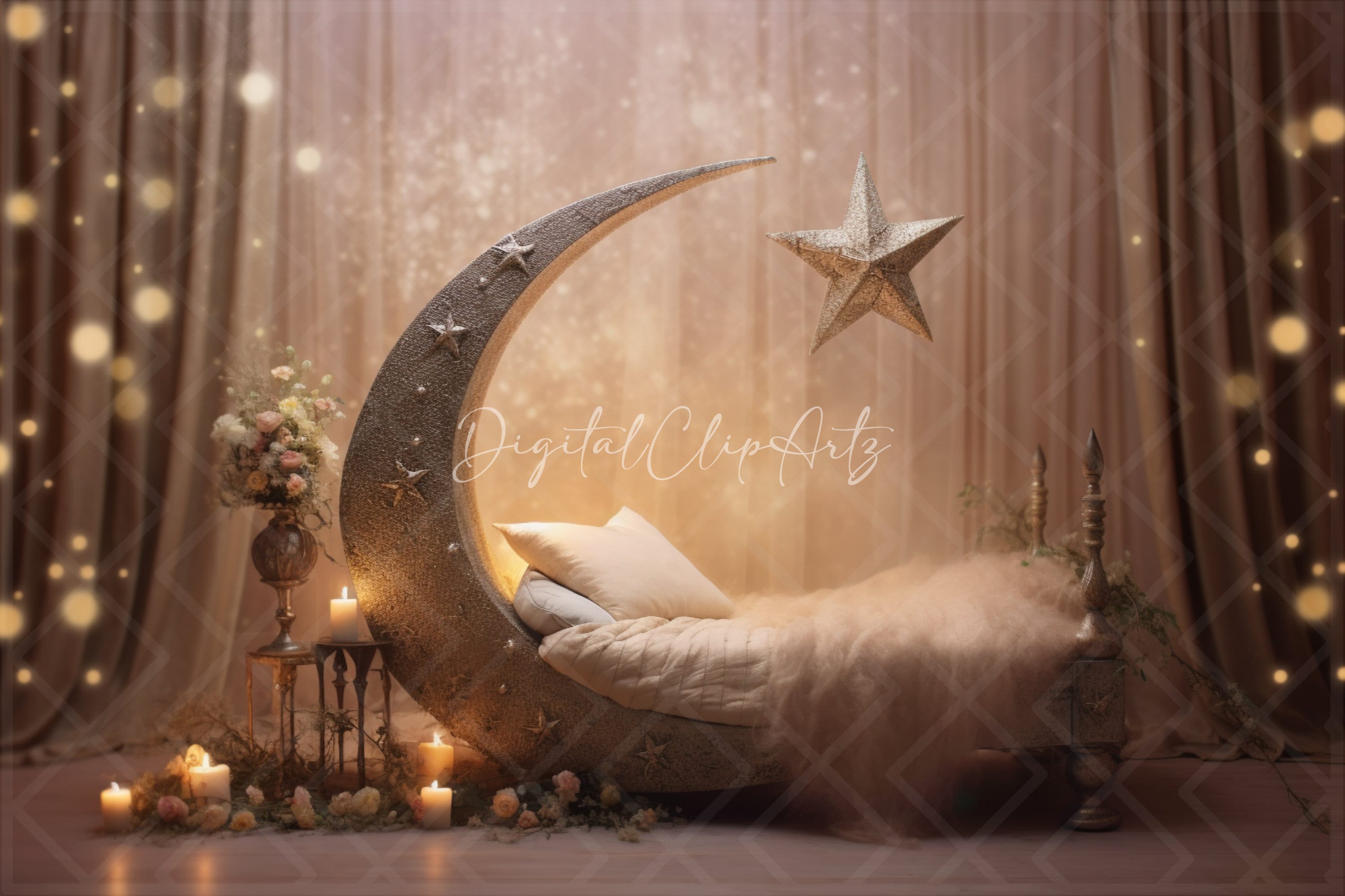 Crescent Moon Backdrop, Digital Photography Backdrop, Digital Composite ...
