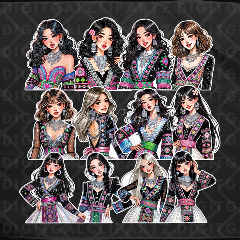 Hmong Beauty - 12 Transparent PNG Files Digital Download Queens Hmong ...