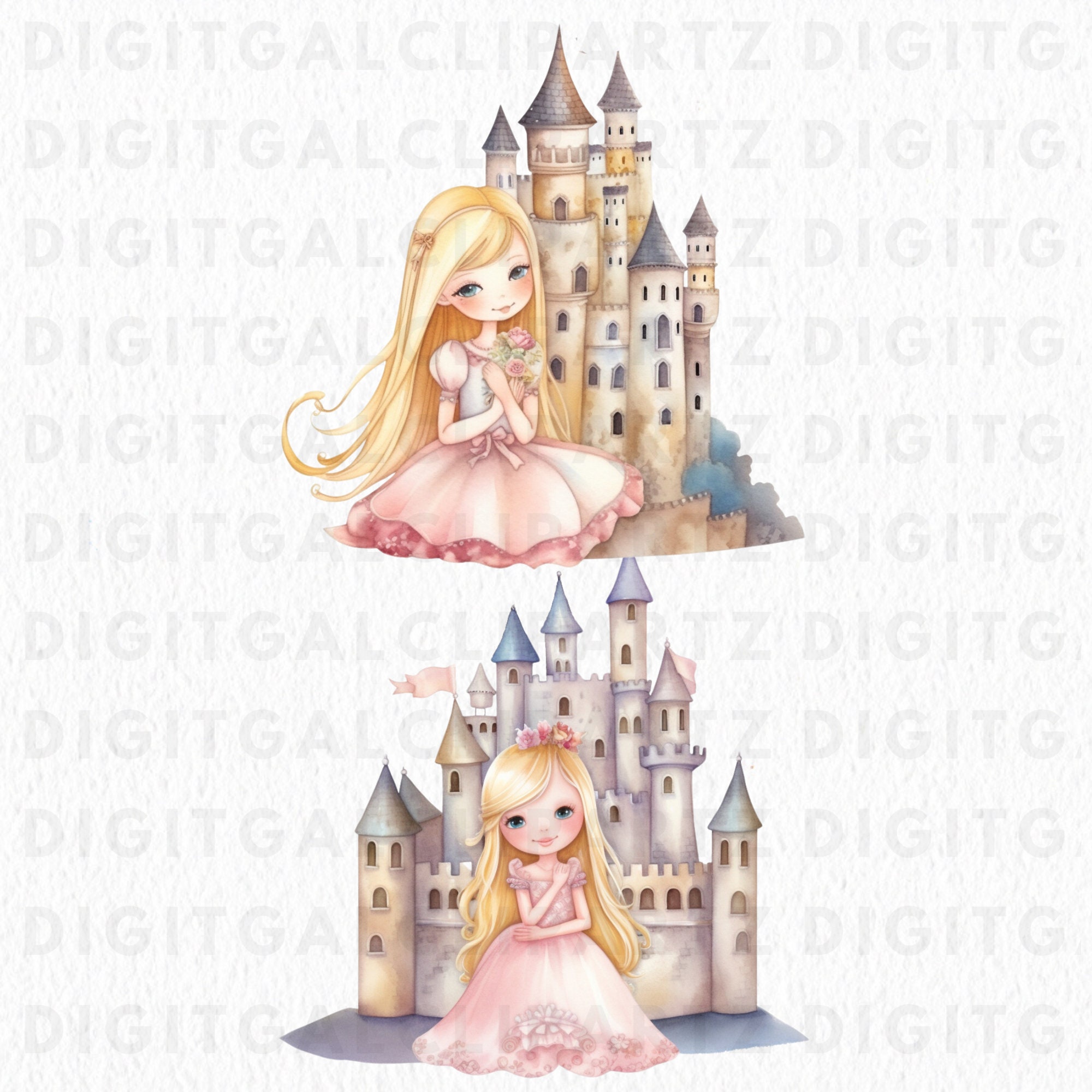 Watercolor Little Princess IV Clip Art 06 Transparent PNG Files Digital ...