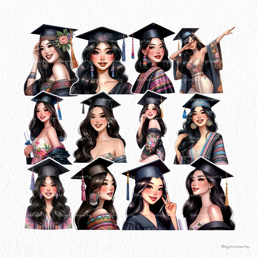 Asian Graduate 12 Transparent PNG Files Digital Download Asian Girls ...