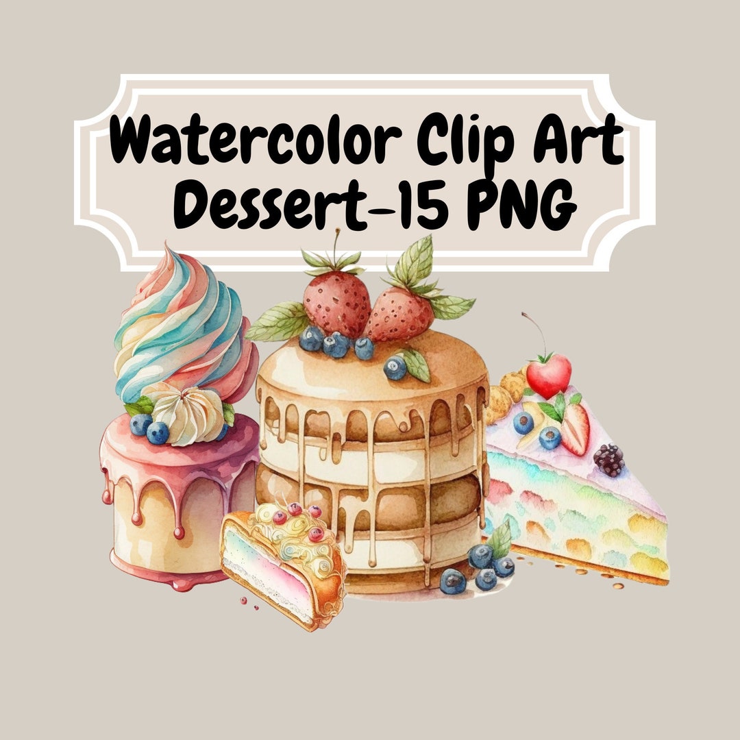 Watercolor Dessert Clip Art PNG - 15 Transparent PNG Files - Digital ...