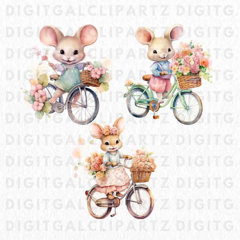 Little Mice Clip Art 09 Transparent PNG Files-digital Download Cute ...