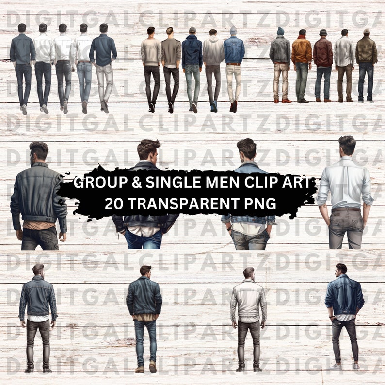 Group and Single Men's Clip Art 20 Transparent PNG Files Digital ...
