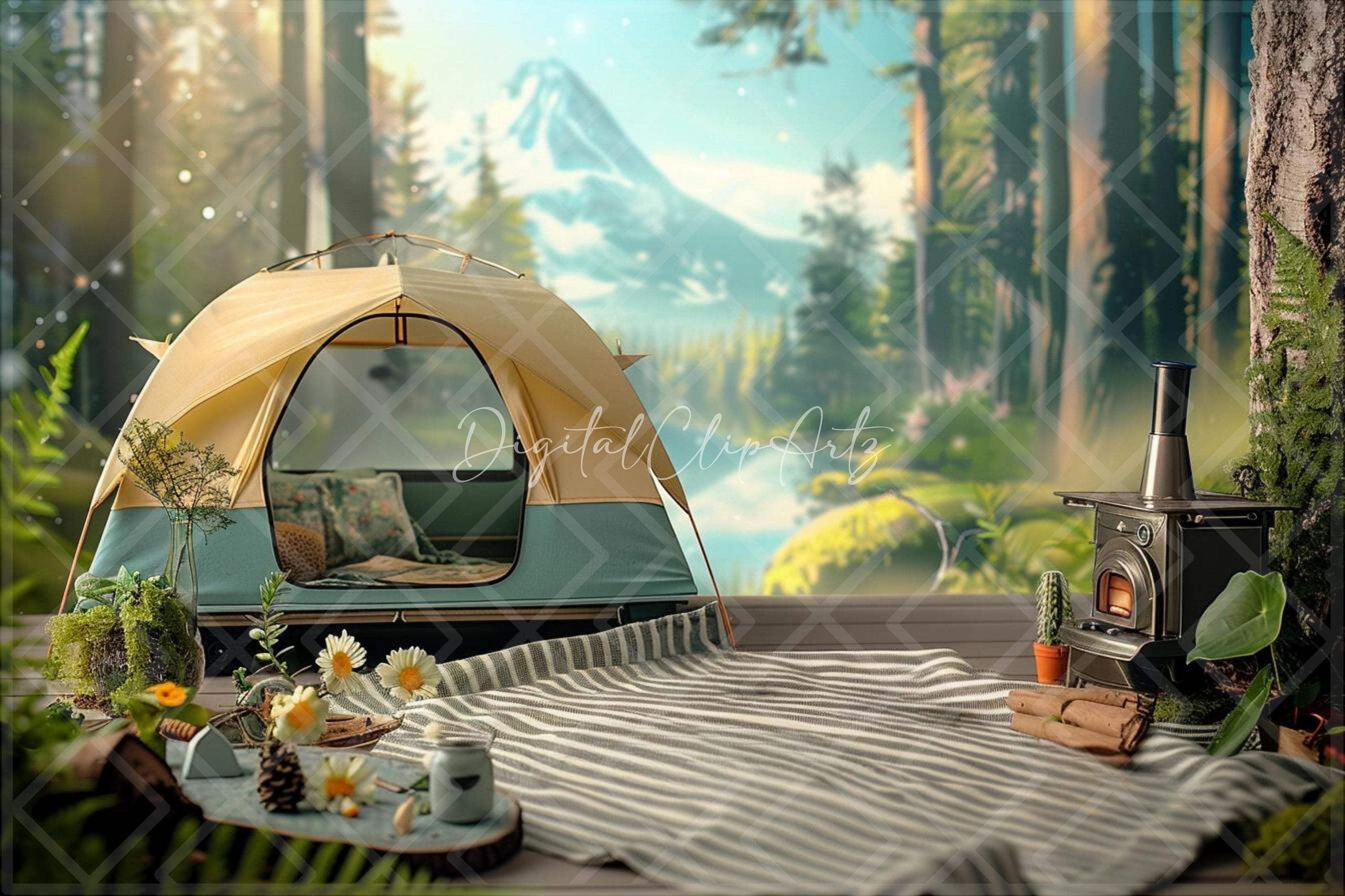 Great Outdoors Camping Digital Backdrop Digital Photography Backdrop ...