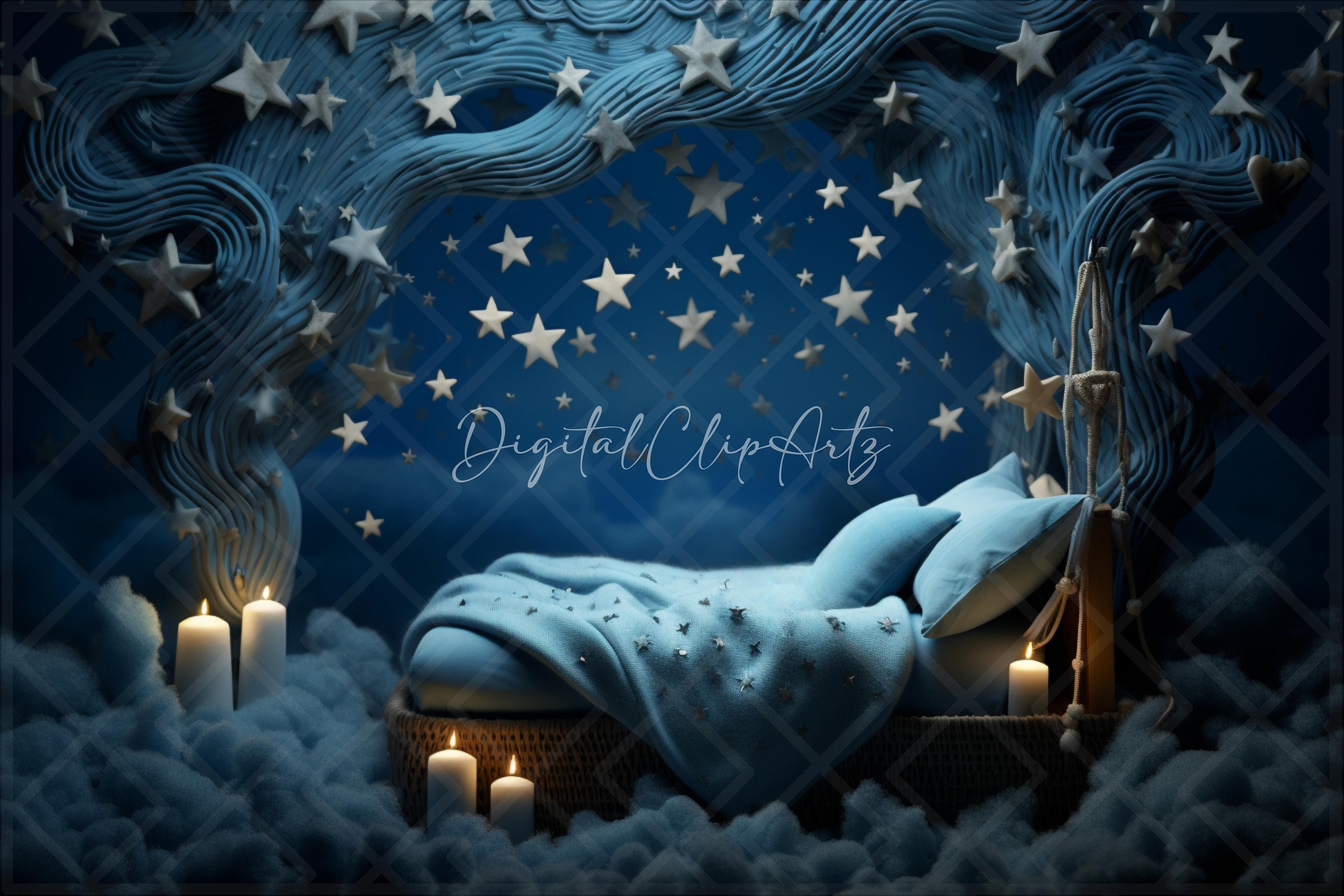 Starry Night Newborn Digital Backdrop, Digital Photography Backdrop ...