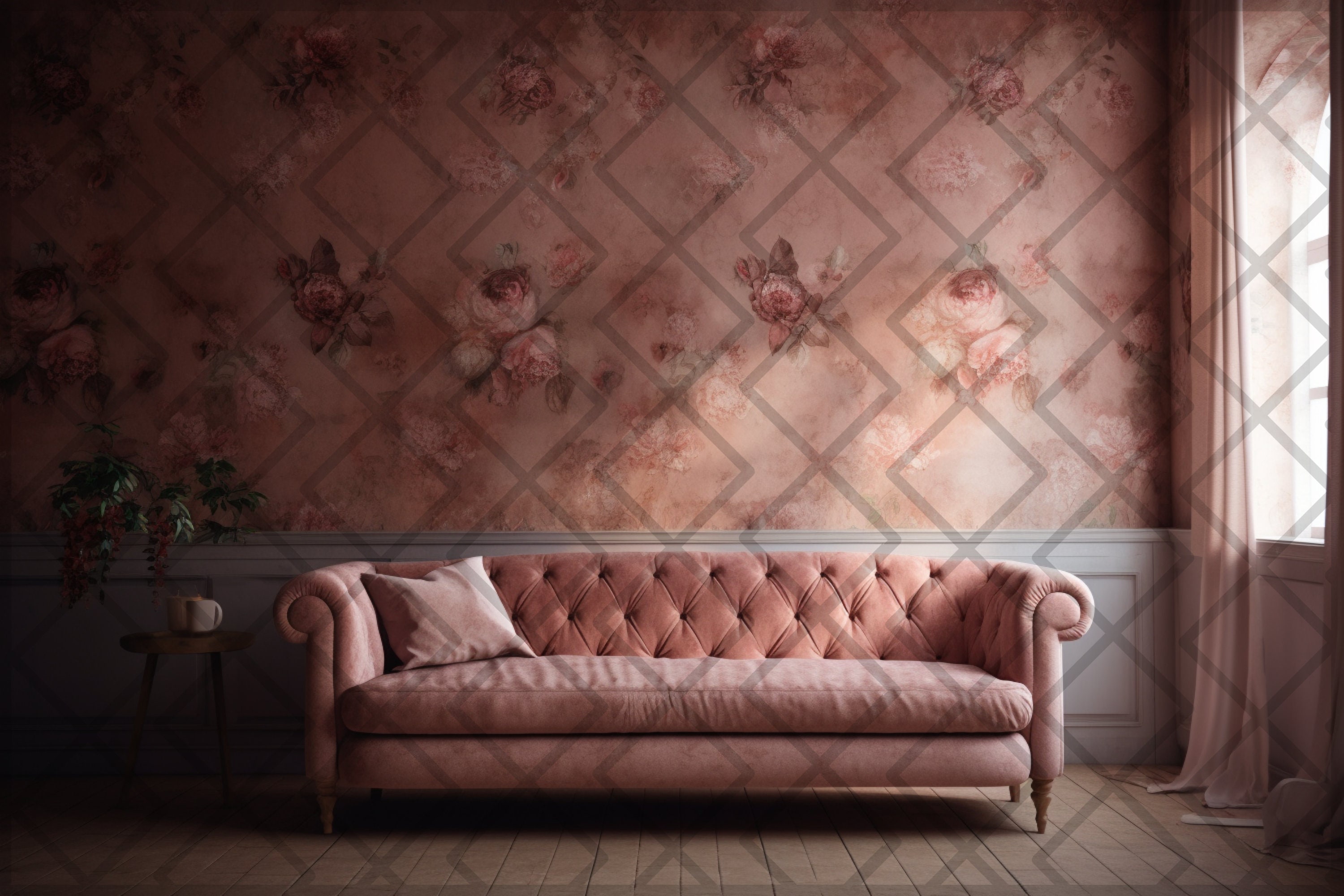 Romantic Pink Velvet Sofa Backdrop Bundle, Digital Photography Backdrop ...