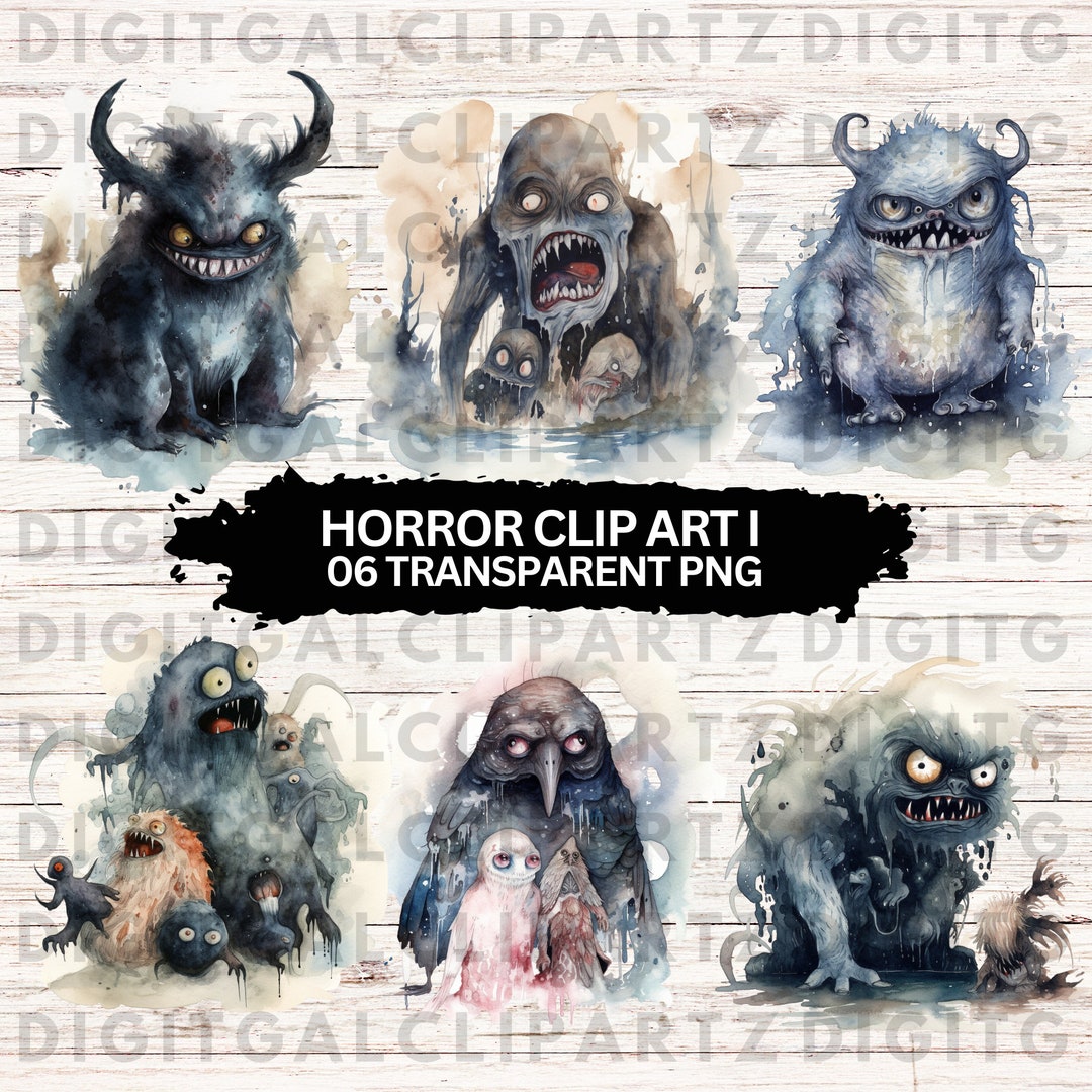 Watercolor Horror I Clip Art - 06 Transparent PNG Files - Digital ...