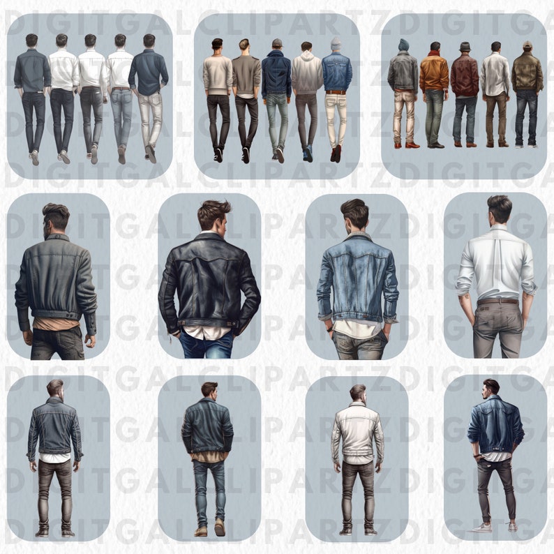 Group and Single Men's Clip Art 20 Transparent PNG Files Digital ...