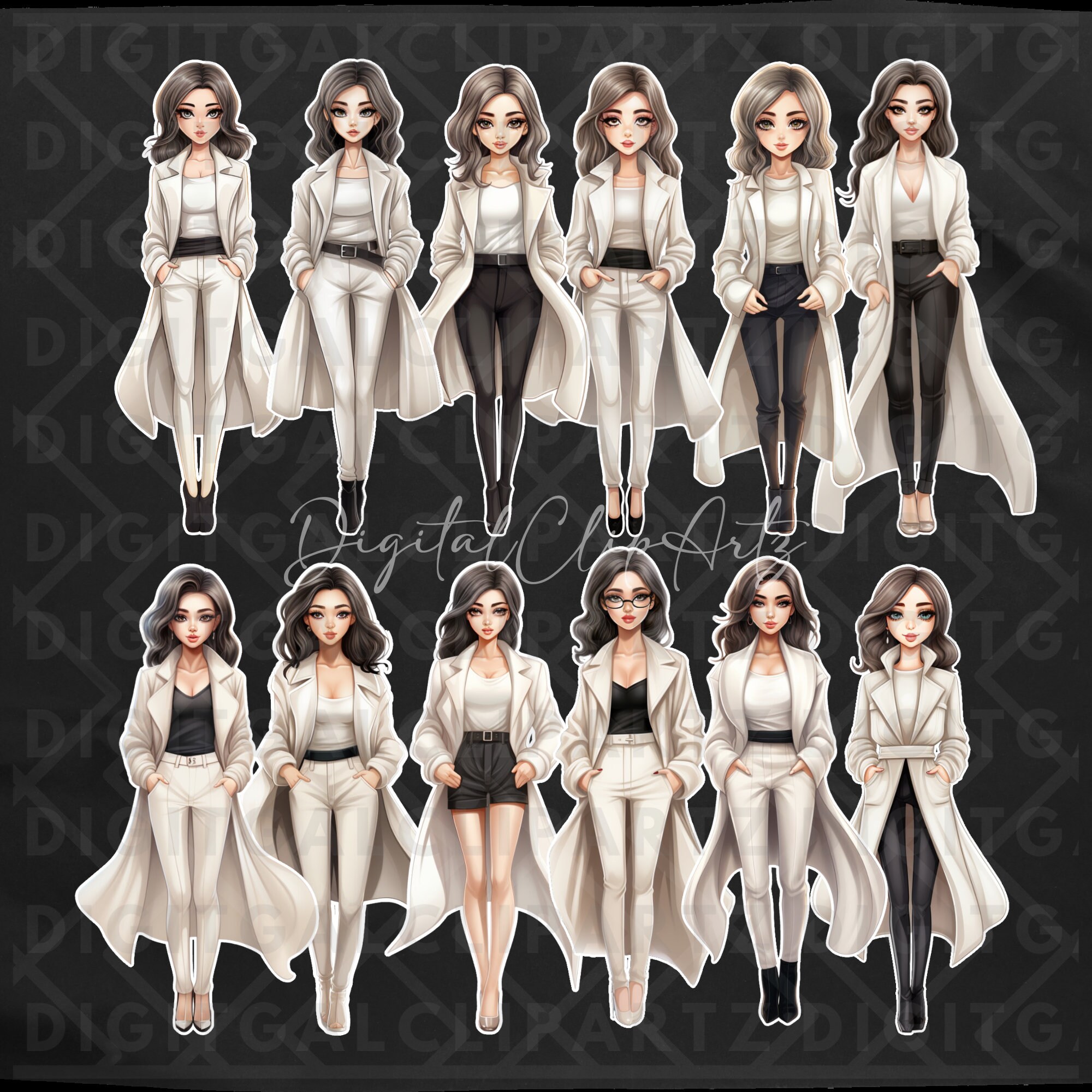 Boss Lady Clip Art - 12 Transparent PNG Files-digital Download - Girl ...