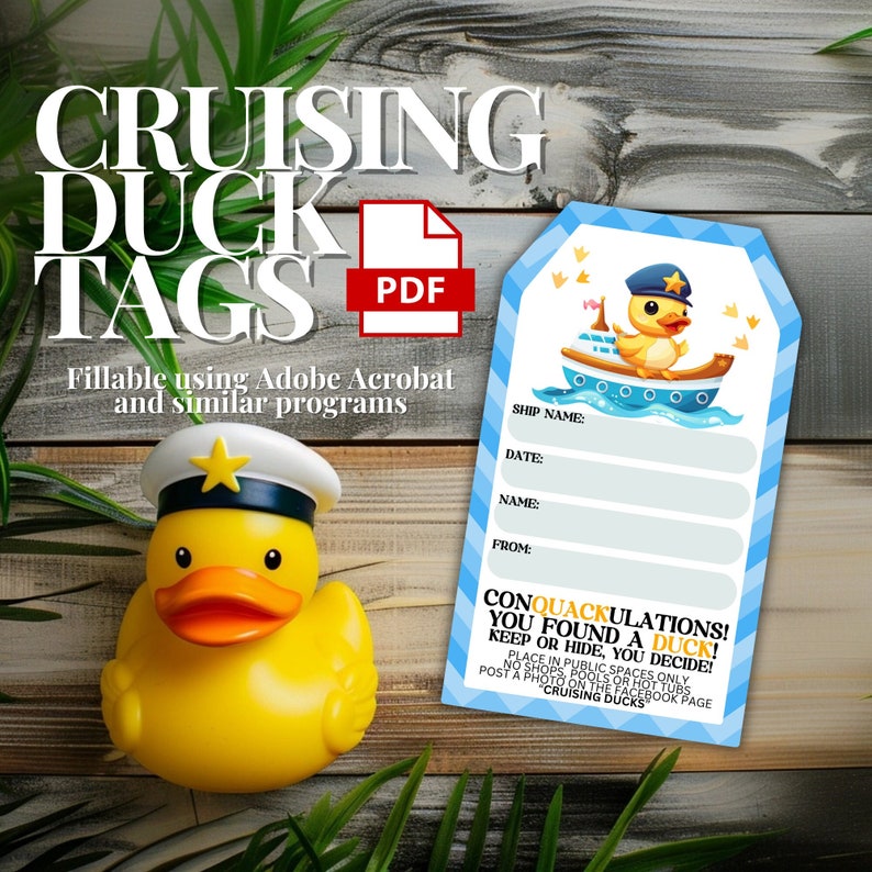Cruising Duck Tags - Fillable, Printable, Reusable PDF Cruise Duck Tags ...