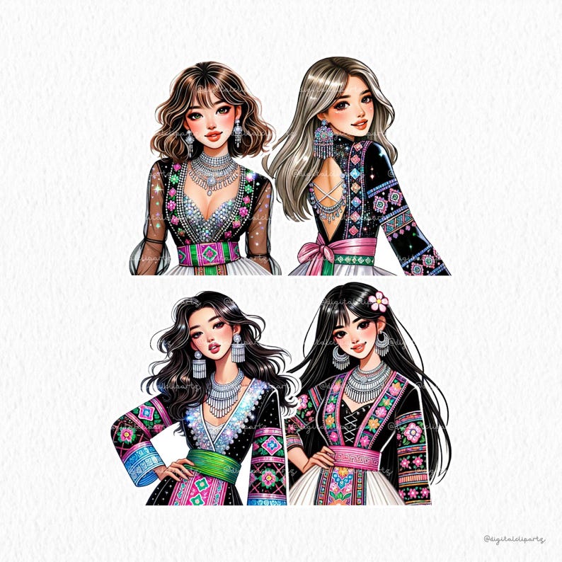 Hmong Beauty - 12 Transparent PNG Files Digital Download Queens Hmong ...