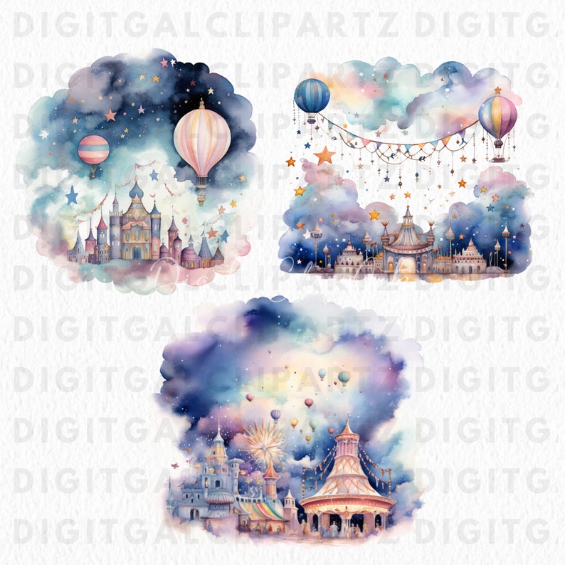 Amusement Park Clip Art- 09 Transparent PNG Files-digital Download ...