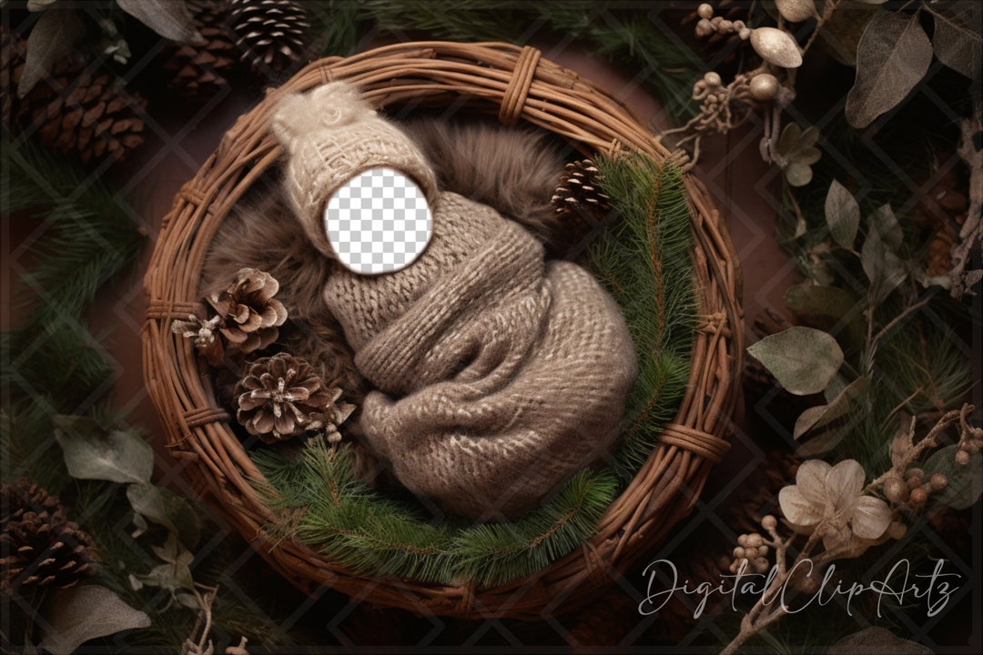 Holiday Newborn Digital Backdrop, Face Insert, Digital Photography ...