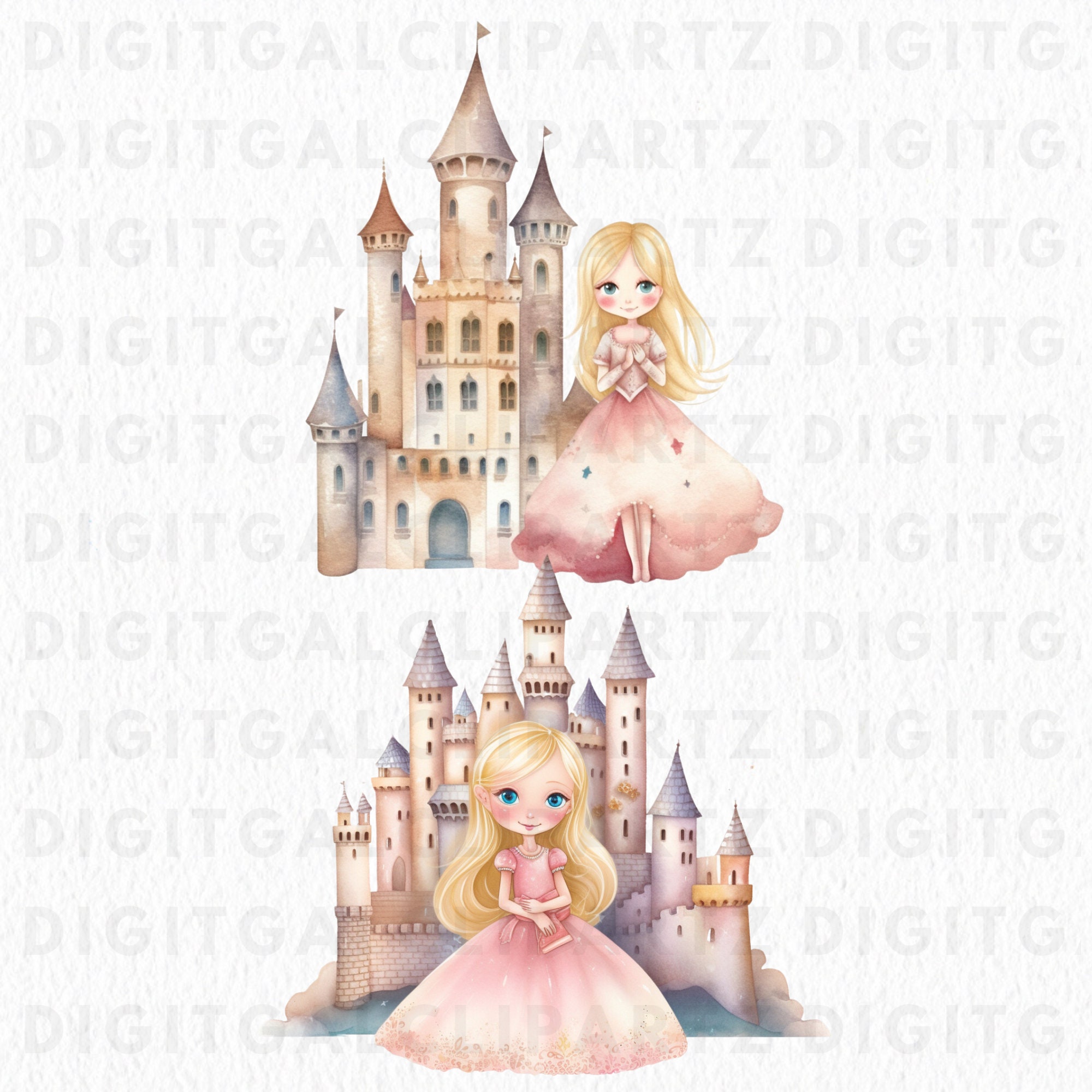Watercolor Little Princess IV Clip Art 06 Transparent PNG Files Digital ...