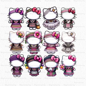 Nyob Zoo Kitty - 12 Transparent PNG Files Digital Download Hmong ...