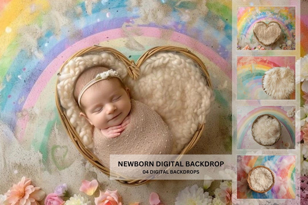 Rainbow Newborn Digital Backdrop, Digital Photography Backdrop, Digital ...