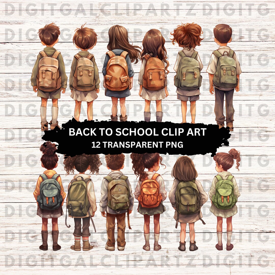 Back to School Clip Art - 12 Transparent PNG Files-digital Download ...