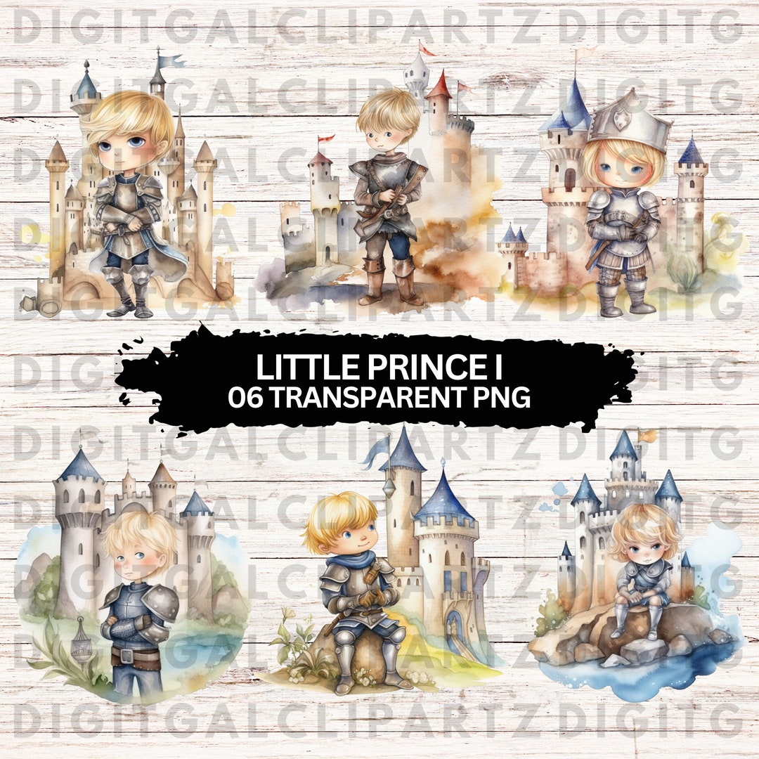 Watercolor Little Prince I Clip Art- 06 Transparent PNG Files - Digital ...