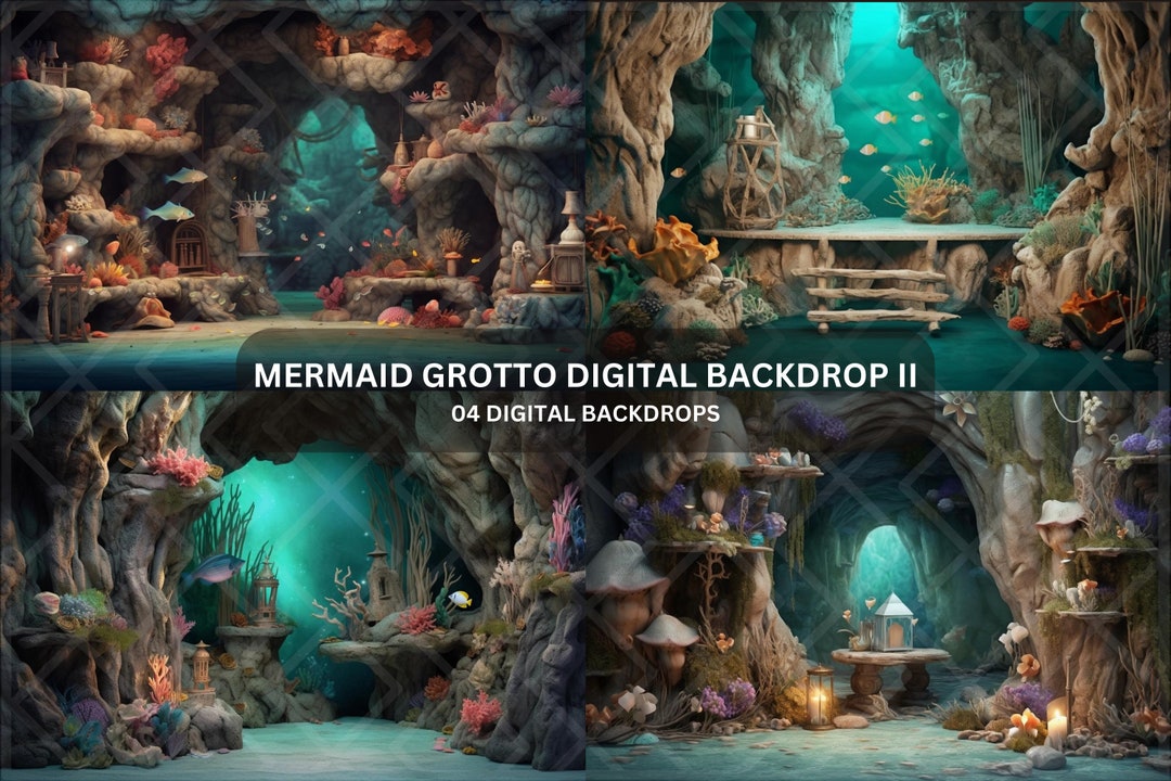 Mermaid Grotto Digital Backdrop II, Digital Photography Backdrop ...