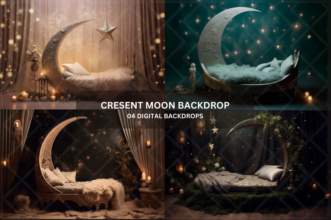 Crescent Moon Backdrop, Digital Photography Backdrop, Digital Composite ...