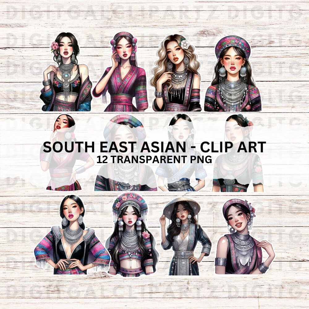 Beautiful South East Asian - 12 Transparent PNG Files Digital Download ...